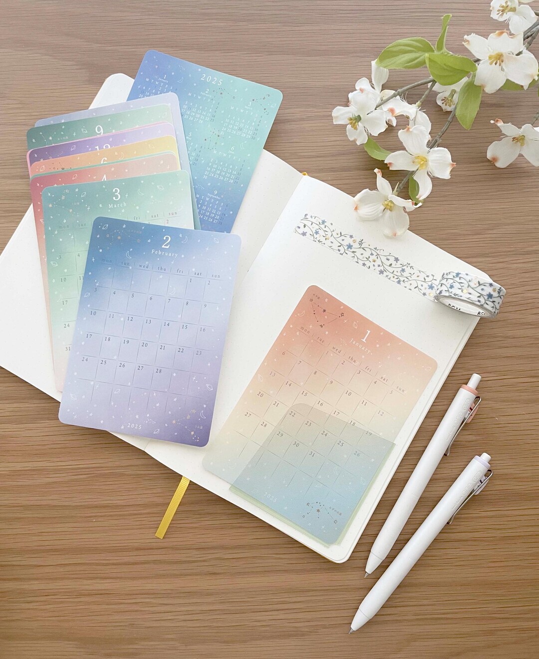 2025 - Monthly Calendar Stickers - 13 Pcs in 1 Set - Stars and ...