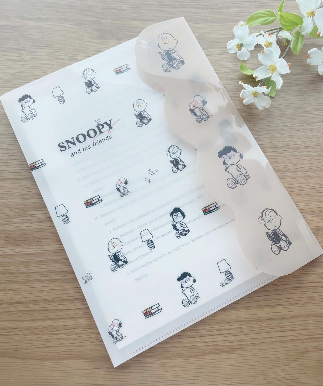 A4 Snoopy 2 Pocket File Folder With Self Fastener Tab - Reading Time ...