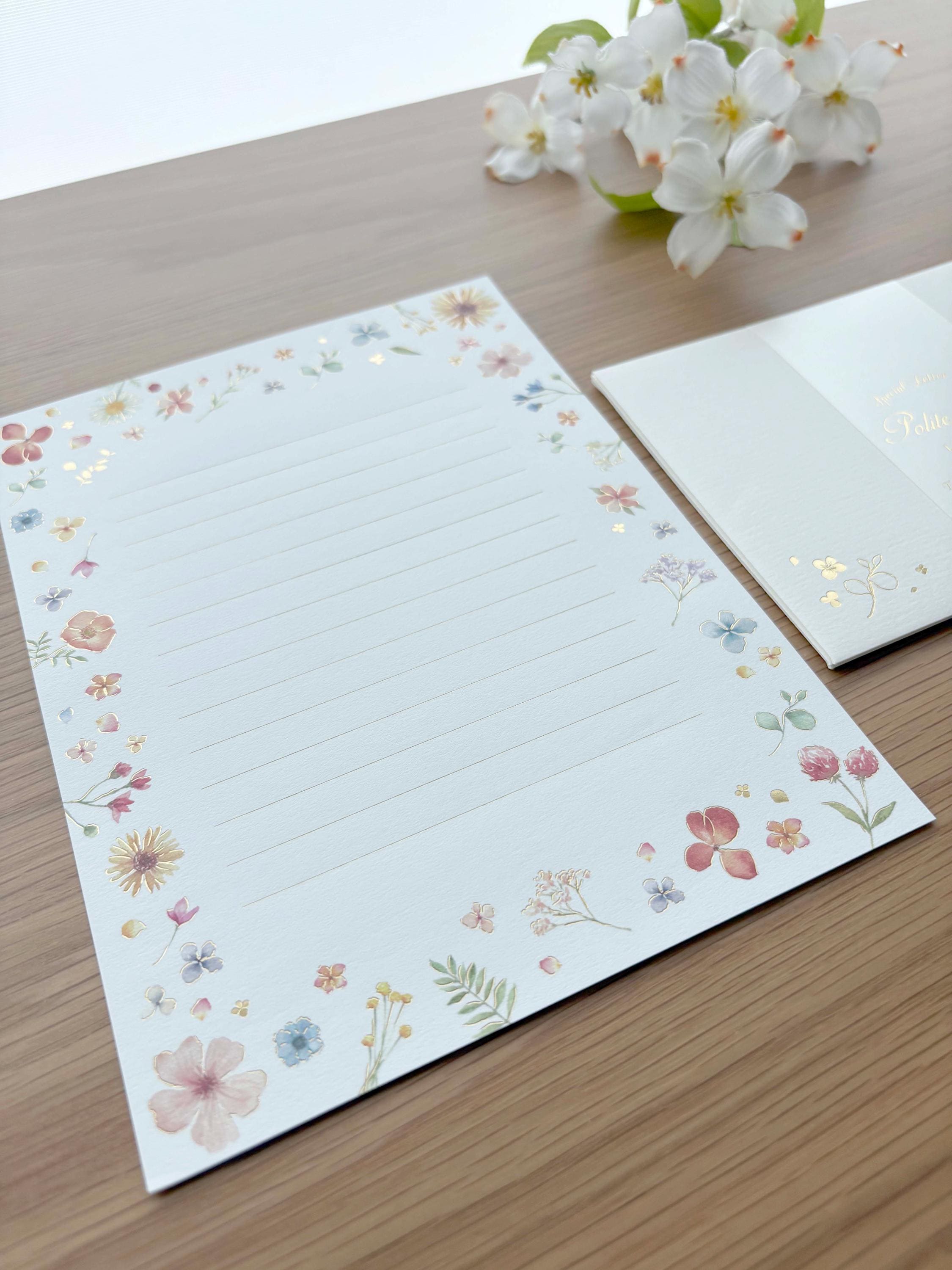 Rainbow Flowers Letter Set Pack - Polite Letters - Gold Foil - 1 Pc - Etsy