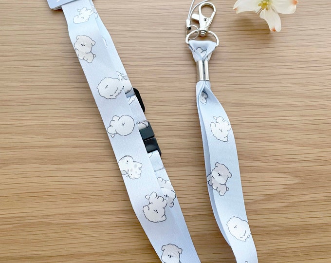 Lanyard Keychain Cute Fluffy Dogs Blue 1 Pc - Etsy