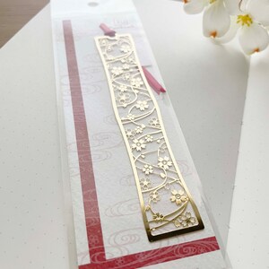 Bookmark - Japanese Sakura Cherry Blossom - 24k Gold Plated Finish - 1 ...