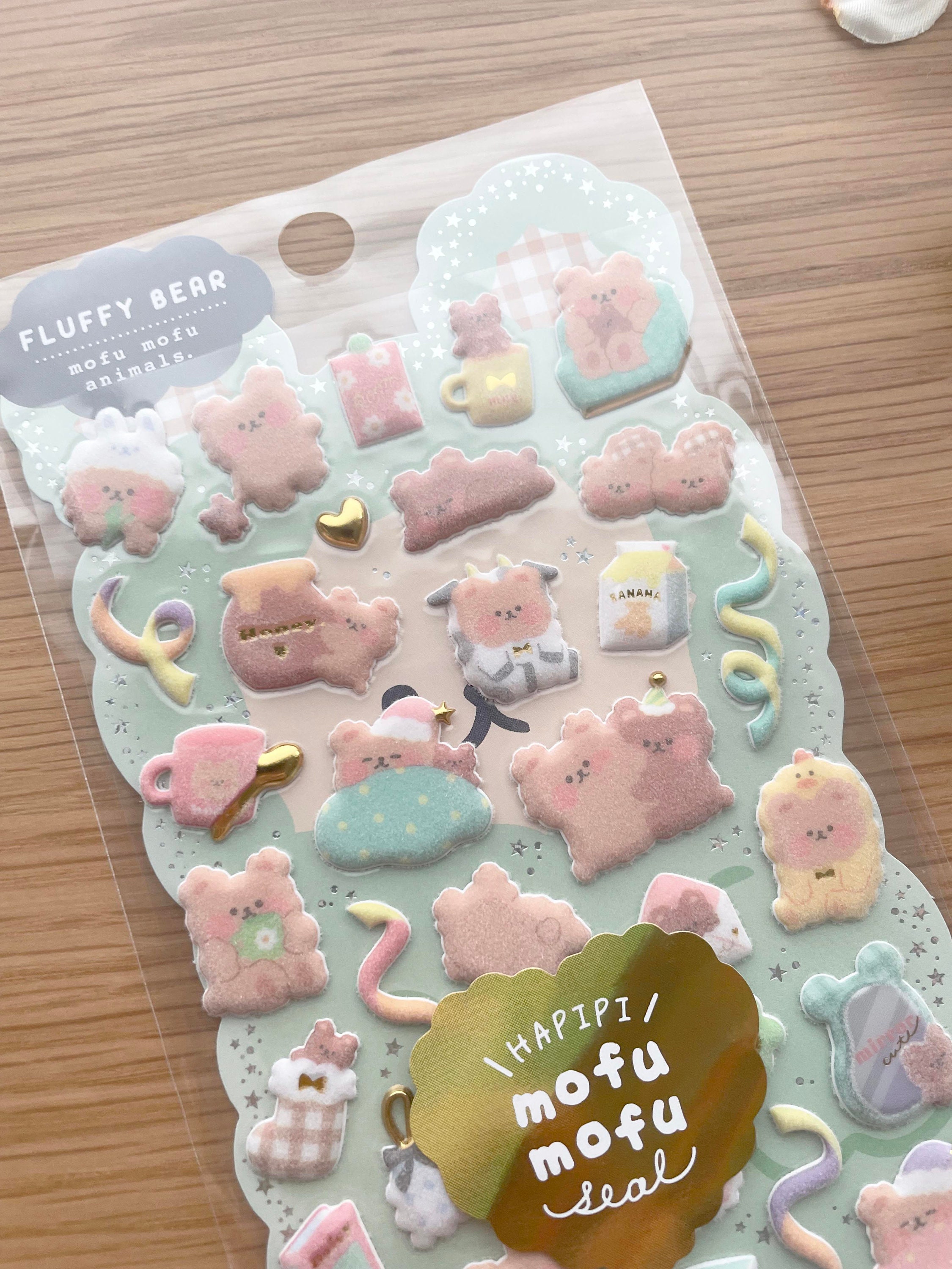 Puffy Fuzzy Sticker Mofu Mofu Bear 1 Pc - Etsy