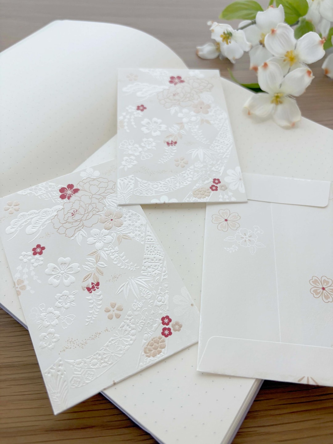 Money Envelopes - Pochi Bukuro - Pearl Peony Flowers With Bamboo ...