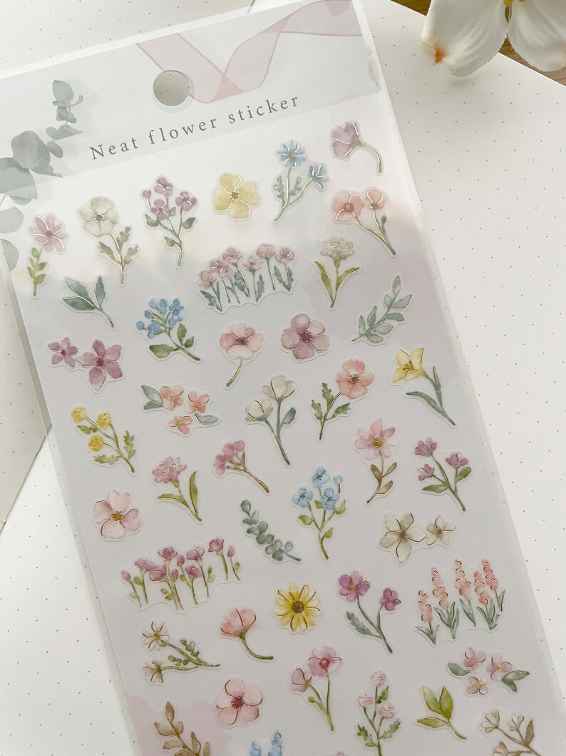 Semi-transparent Sticker With Gold Foil - Neat Flower - Petal Pink ...