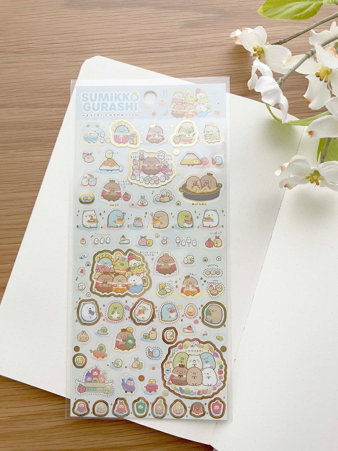 Sumikko Gurashi Sticker Sheet - Food King - Gold Foil Clear Back - 1 ...