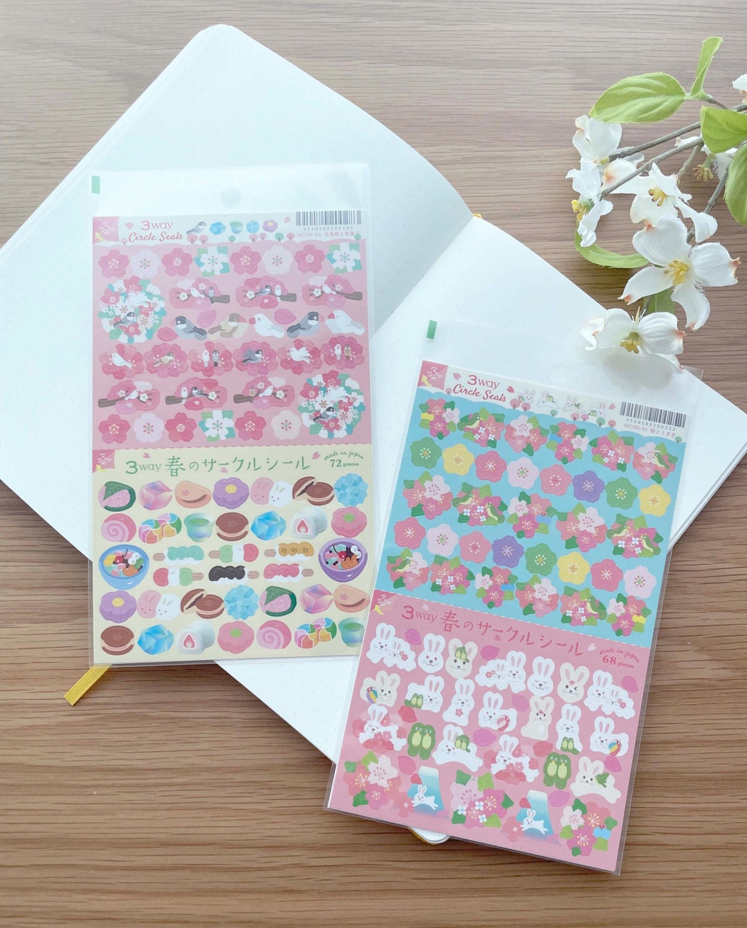 Ryu-ryu Planner Stickers - Cherry Blossoms and Rabbits / Japanese ...