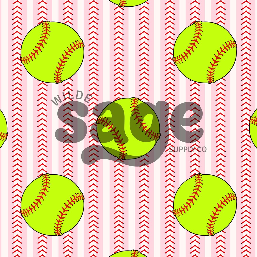 Softball Stripes Seamless Pattern, T Ball Sports Fabric, Girly PNG ...