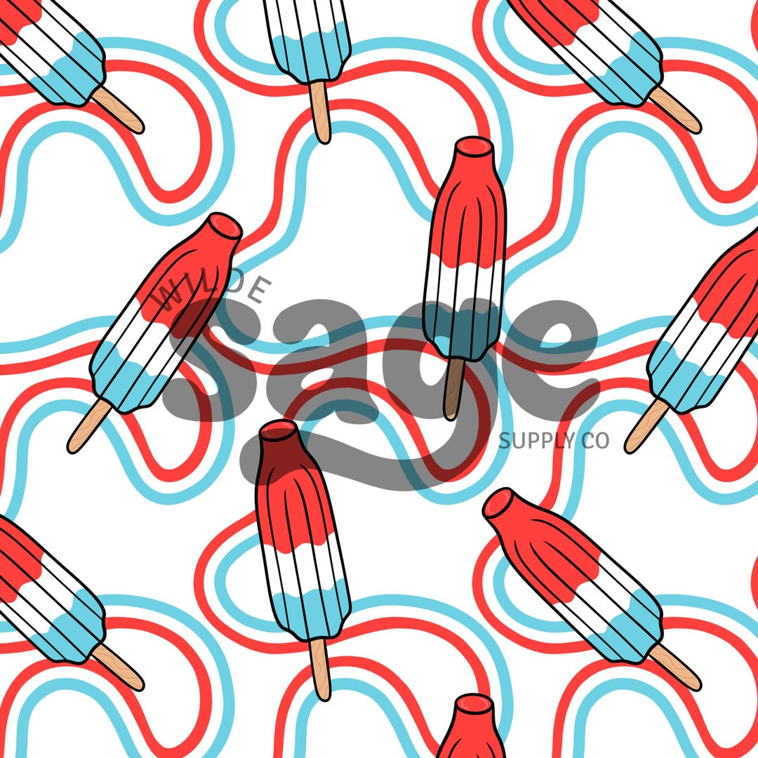 Fourth of July Bomb Pop Seamless Pattern, Independence Day Fabric, FOJ ...
