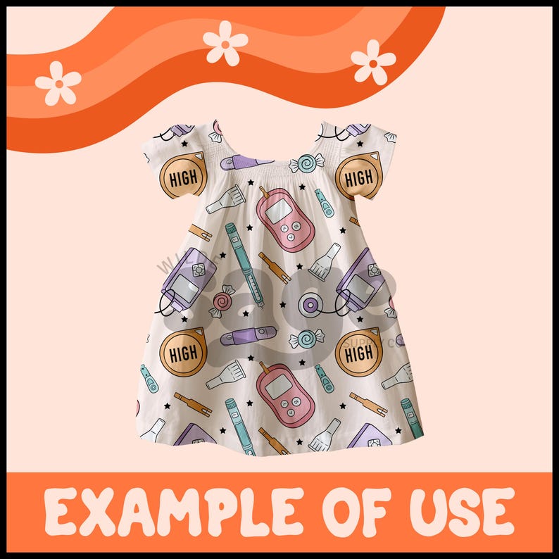 Diabetic Seamless Pattern, Girls Diabetes Fabric, T1D Awareness Digital ...