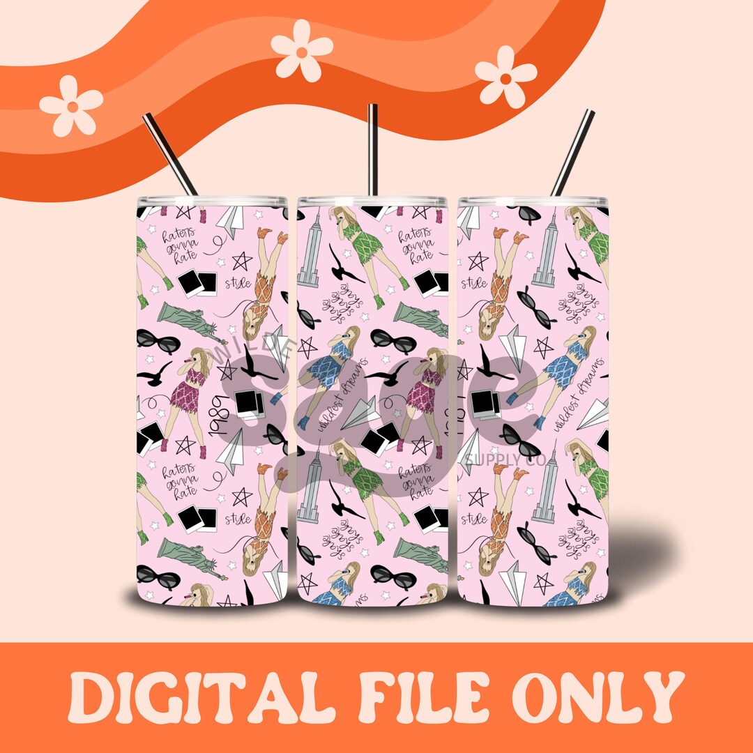 1989 20oz Tumbler Wrap, Swift Popstar Fan Sublimation, Pink Girly Album ...