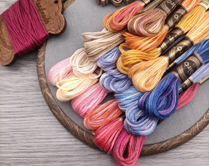 Segment Dyed Gradient Colours Embroidery Floss - Set of 18 - Etsy