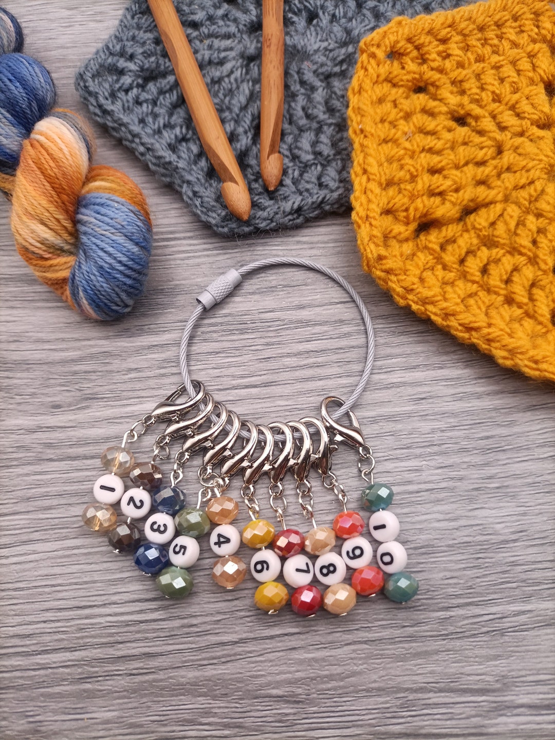Set of 10 Stitch Markers, Number Stitch Markers, Crochet Hook Reminders ...