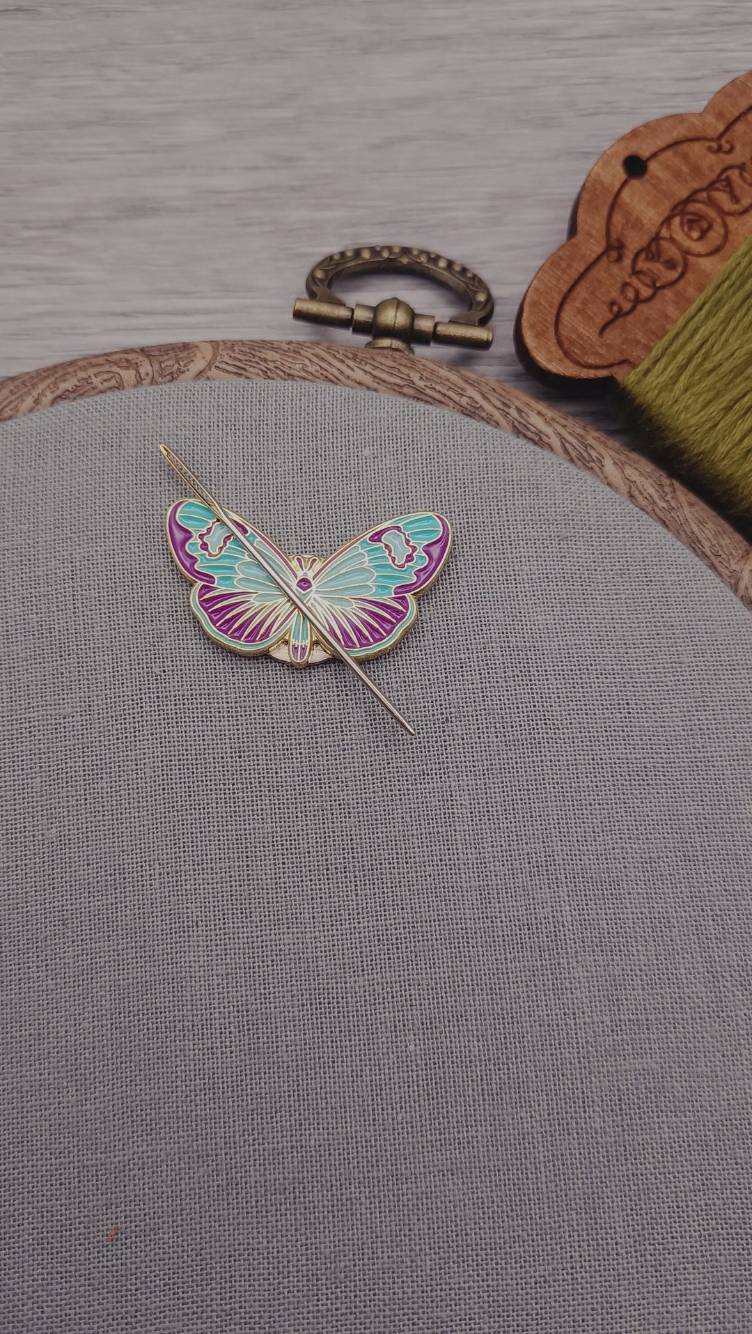 Blue Butterfly Needle Minder, Needle Magnet for Embroidery and Cross ...