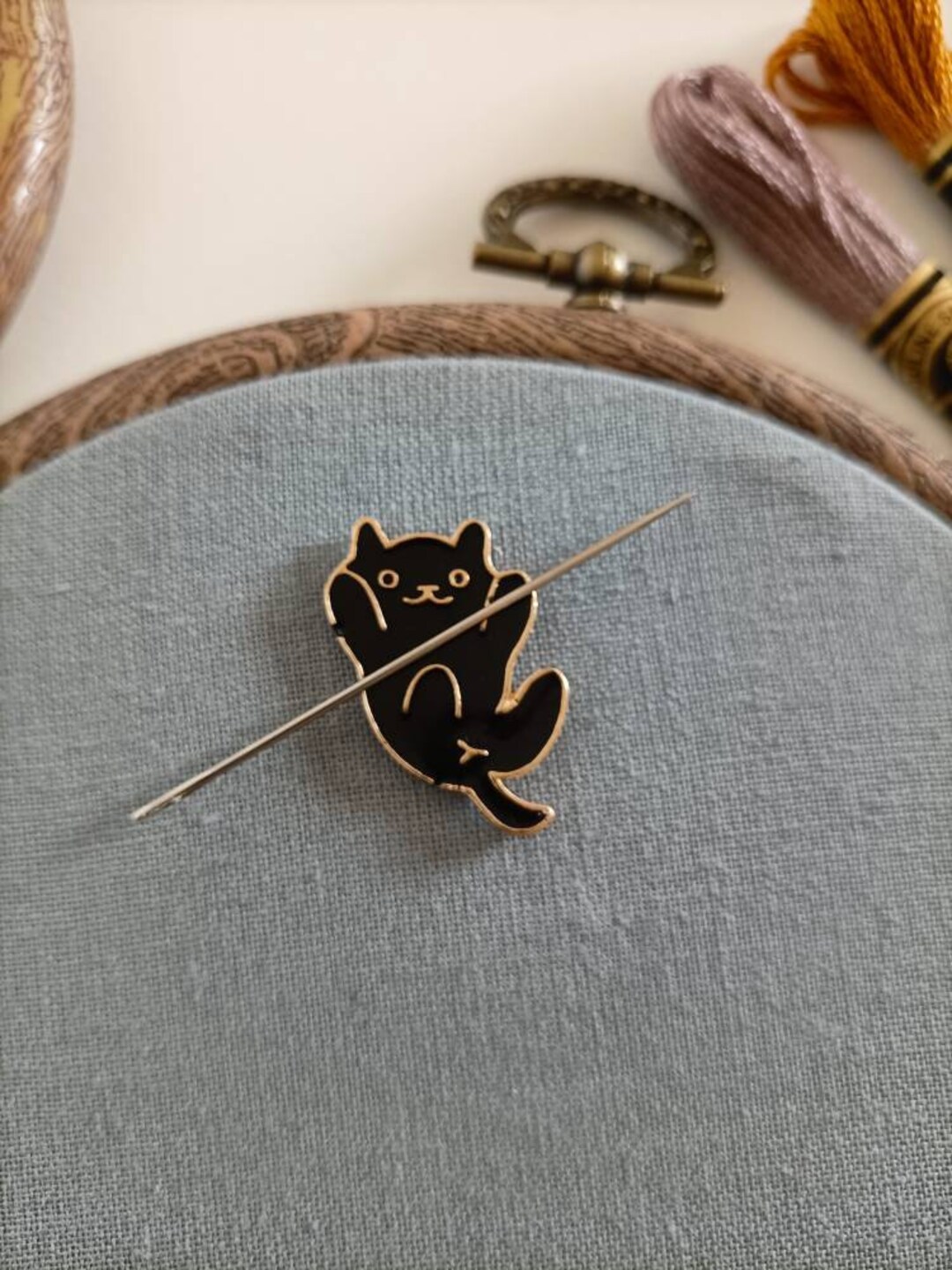 Happy Black Cat Needle Minder, Needle Magnet for Embroidery and Cross ...