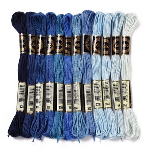 Blue - Embroidery Floss - Set of 12 - Etsy