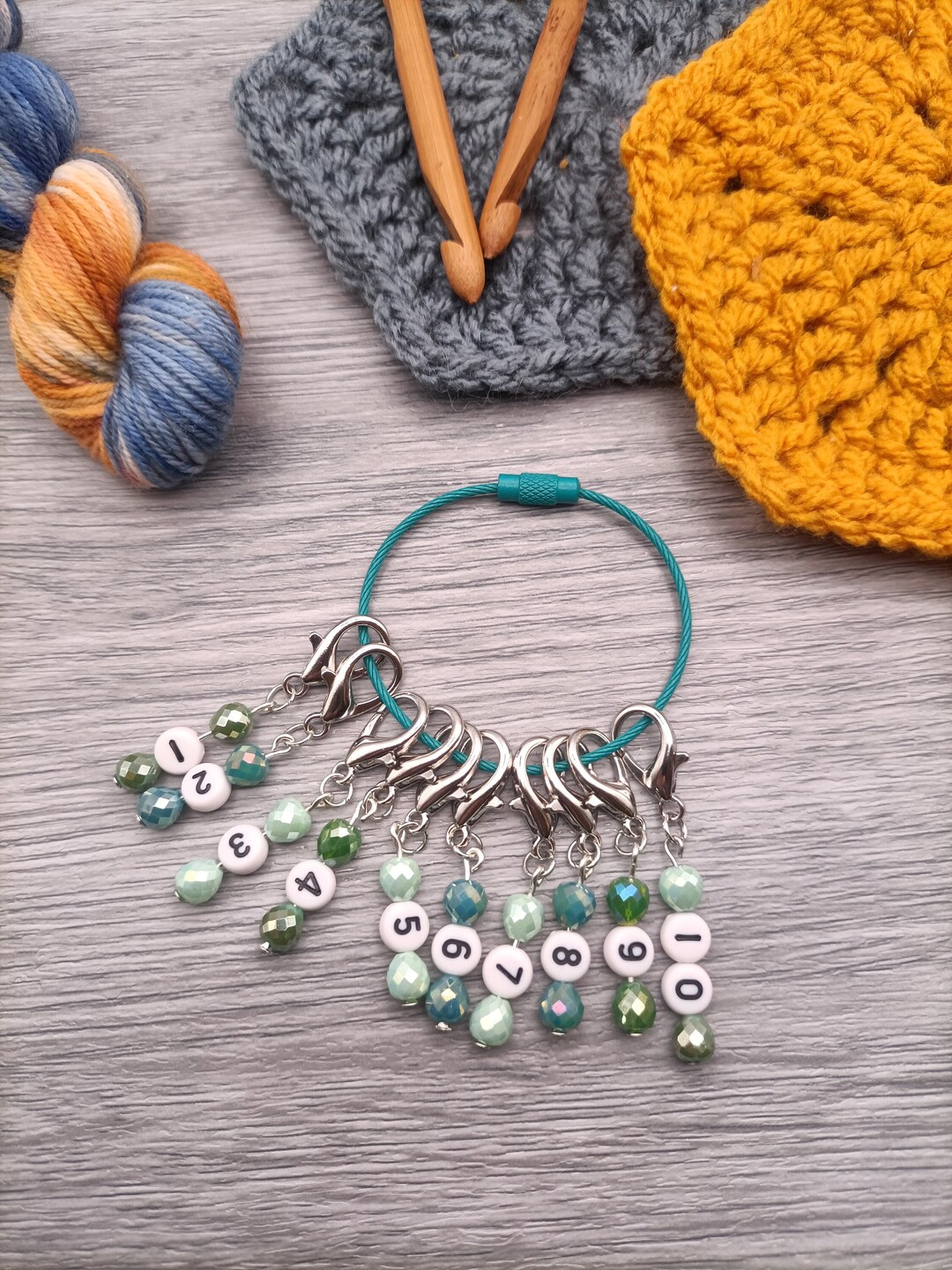 Set of 10 Stitch Markers, Number Stitch Markers, Crochet Hook Reminders ...