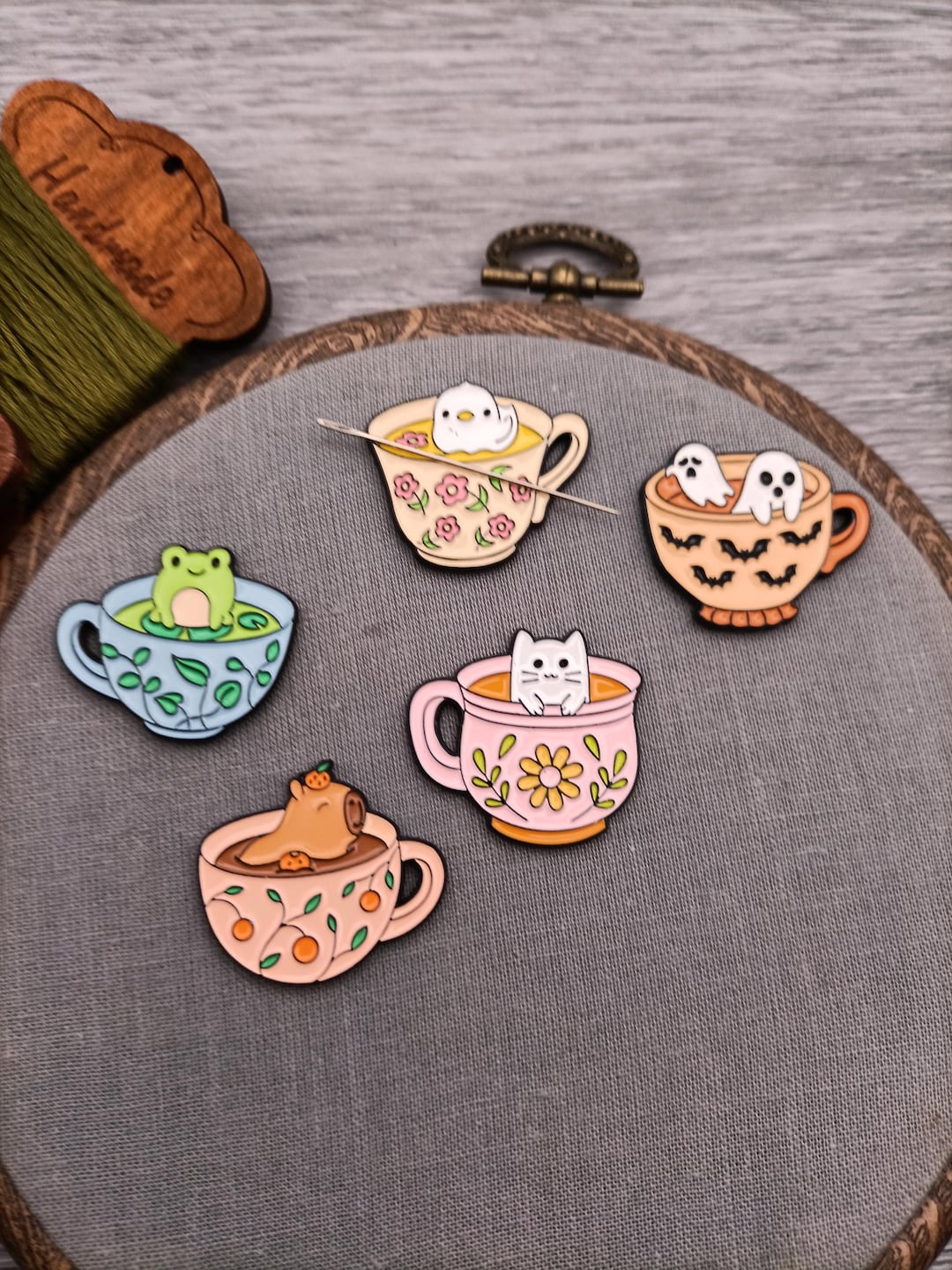 Animals in Cups Needle Minder, Needle Magnet for Embroidery and Cross ...