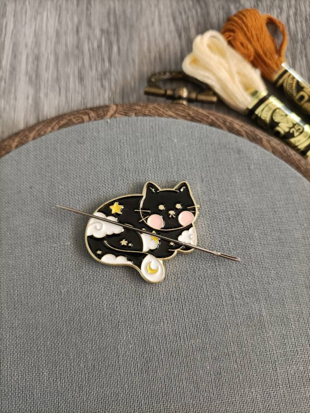 Cloud Black Cat Needle Minder Needle Magnet for Embroidery - Etsy