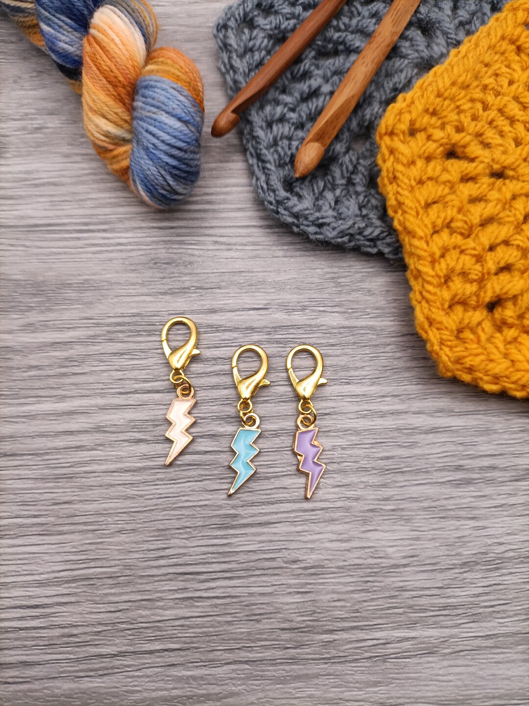 Set of 3 Stitch Markers, Lighting Bolts Stitch Markers, Stitch Markers ...