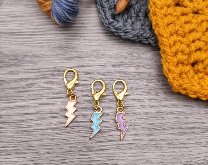 Set of 3 Stitch Markers, Lighting Bolts Stitch Markers, Stitch Markers ...