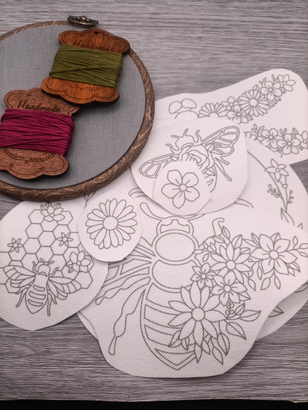 Bees Stick and Stitch Pre Printed Embroidery Patterns, Washaway ...