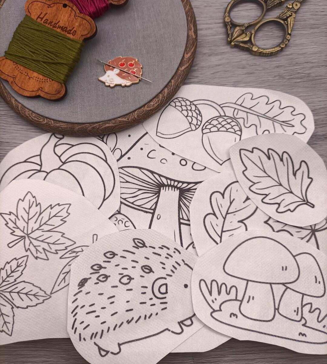 Autumn Stick and Stitch Pre Printed Embroidery Patterns, Washaway ...