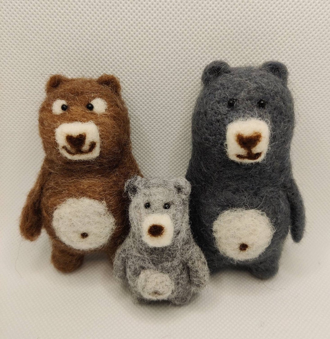 Familia de osos, papá oso, mamá oso y bebé oso, fieltro de aguja, magro ...