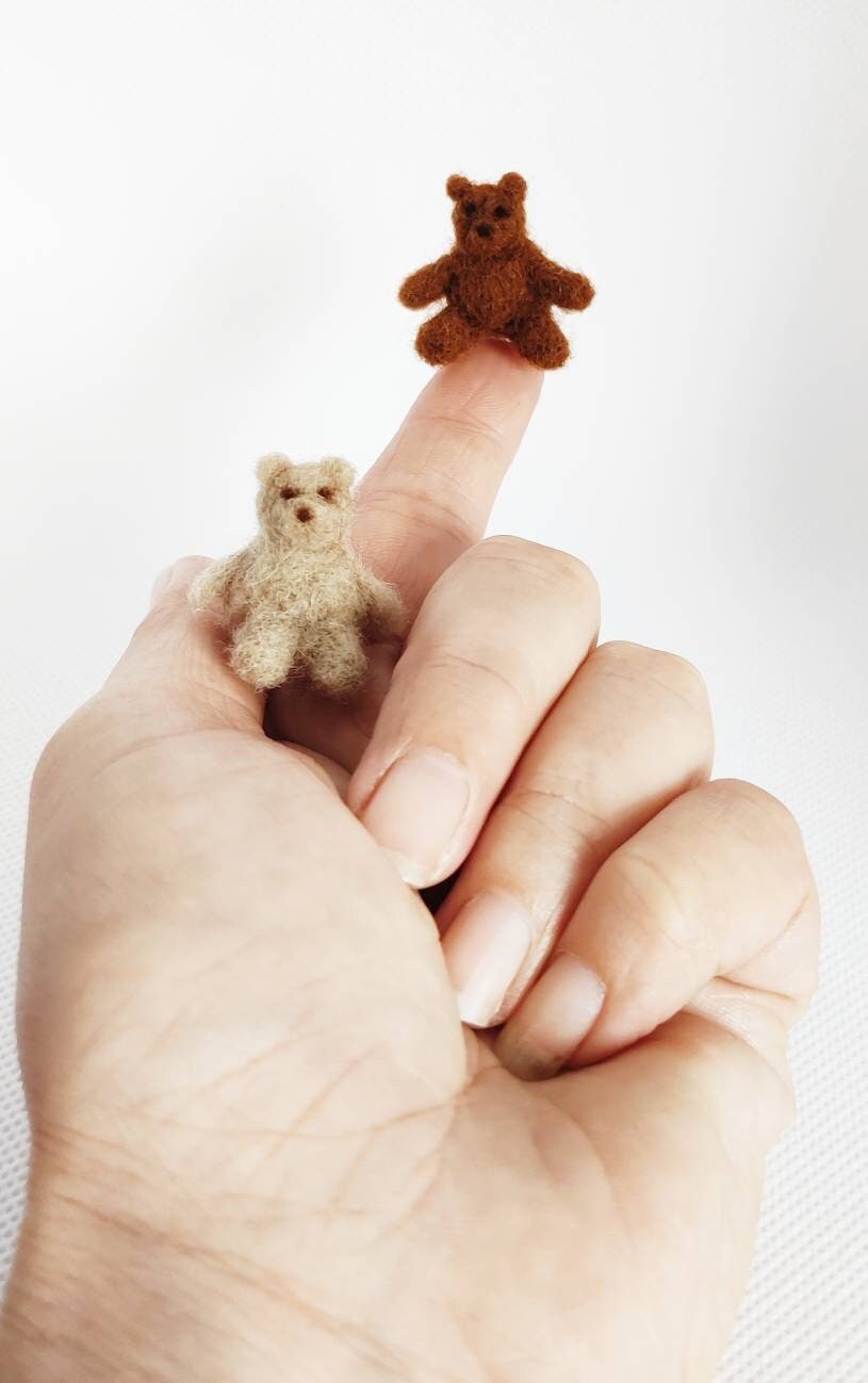 Miniature Teddy Bear/needle Felted Bears/micro Bears/tiny | Etsy