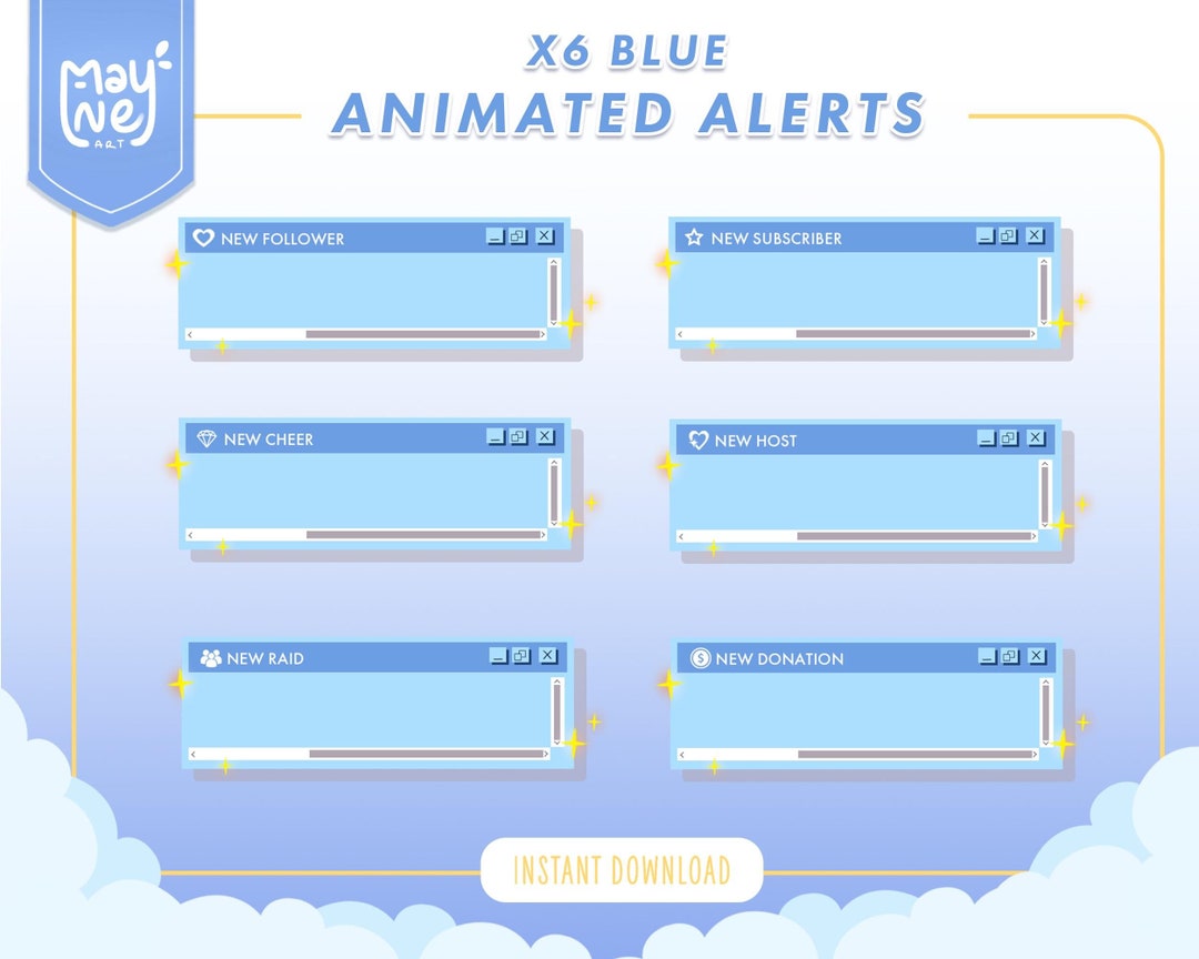 Cute Twitch Alert | Blue Popup Sub Alert | Animated Twitch Alerts X6 - Etsy