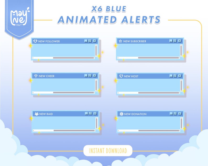 Cute Twitch Alert | Blue Popup Sub Alert | Animated Twitch Alerts X6 - Etsy