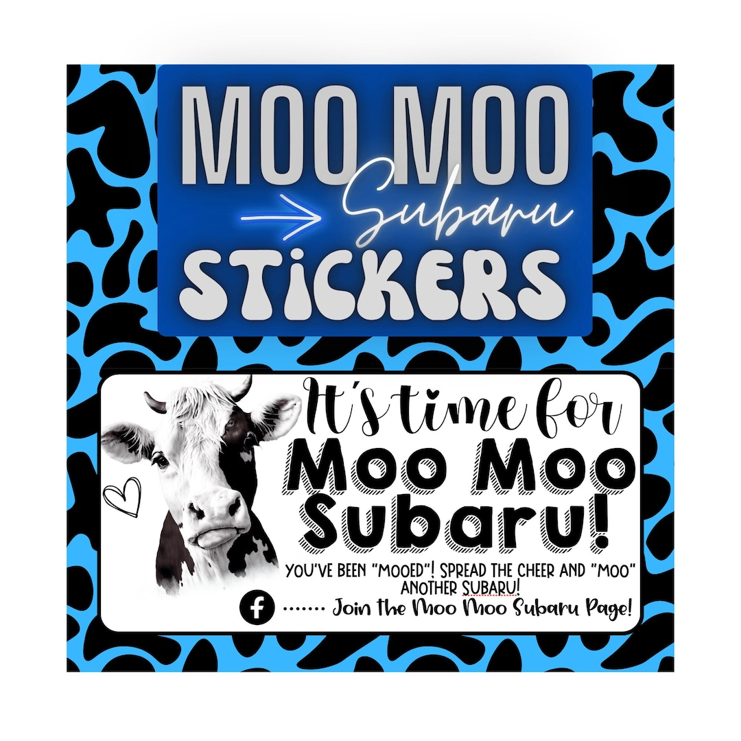 ROLL OF 250 Stickers - Moo Moo Subaru Stickers | Custom Moo Moo Subaru ...