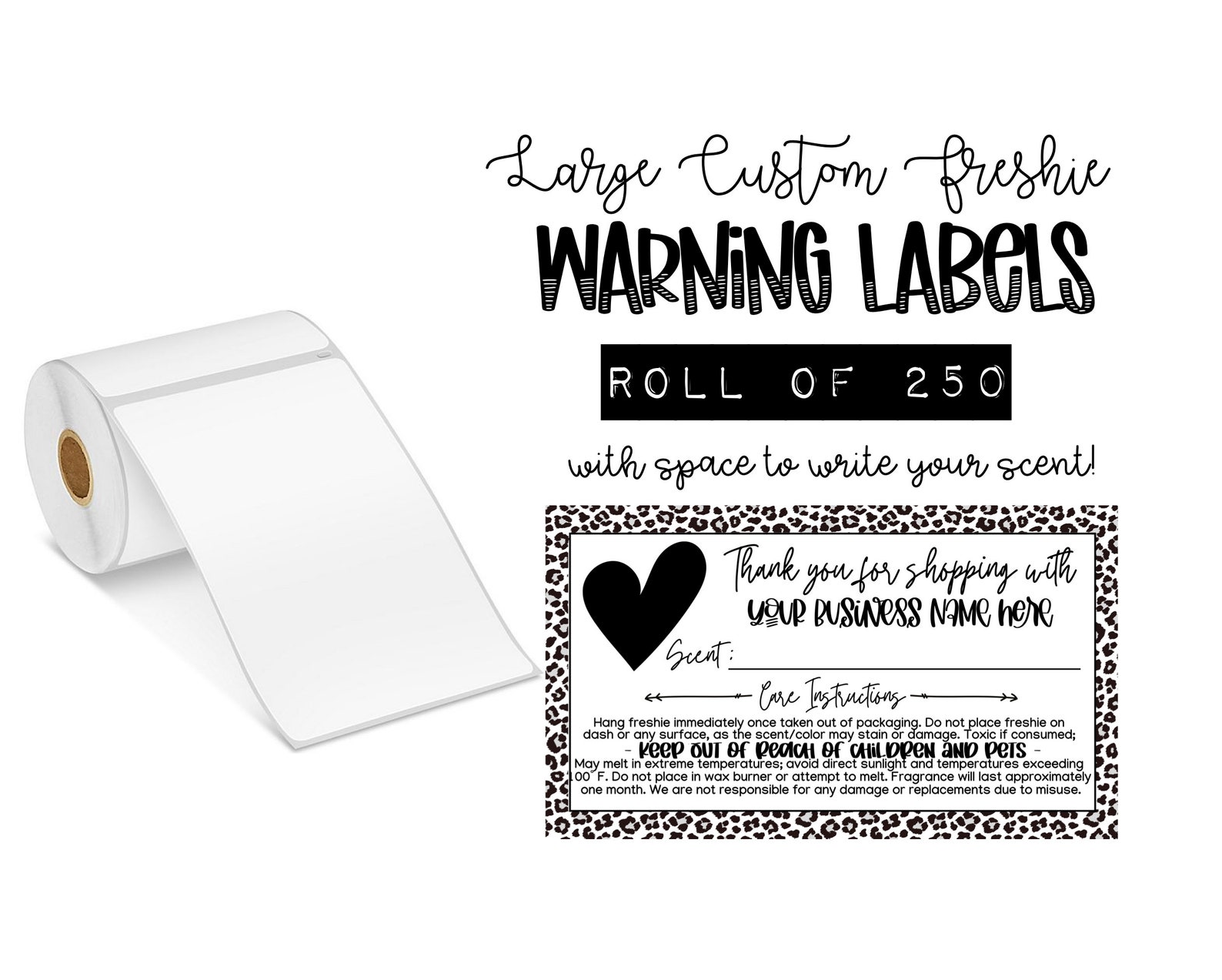 ROLL OF 250 Large Car Freshie Warning Labels Custom Warning - Etsy