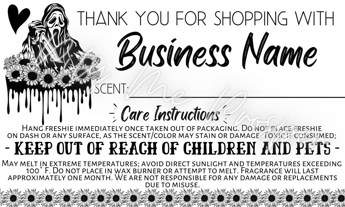 ROLL OF 250 - Large Car Freshie Warning Labels, Custom Warning Labels ...