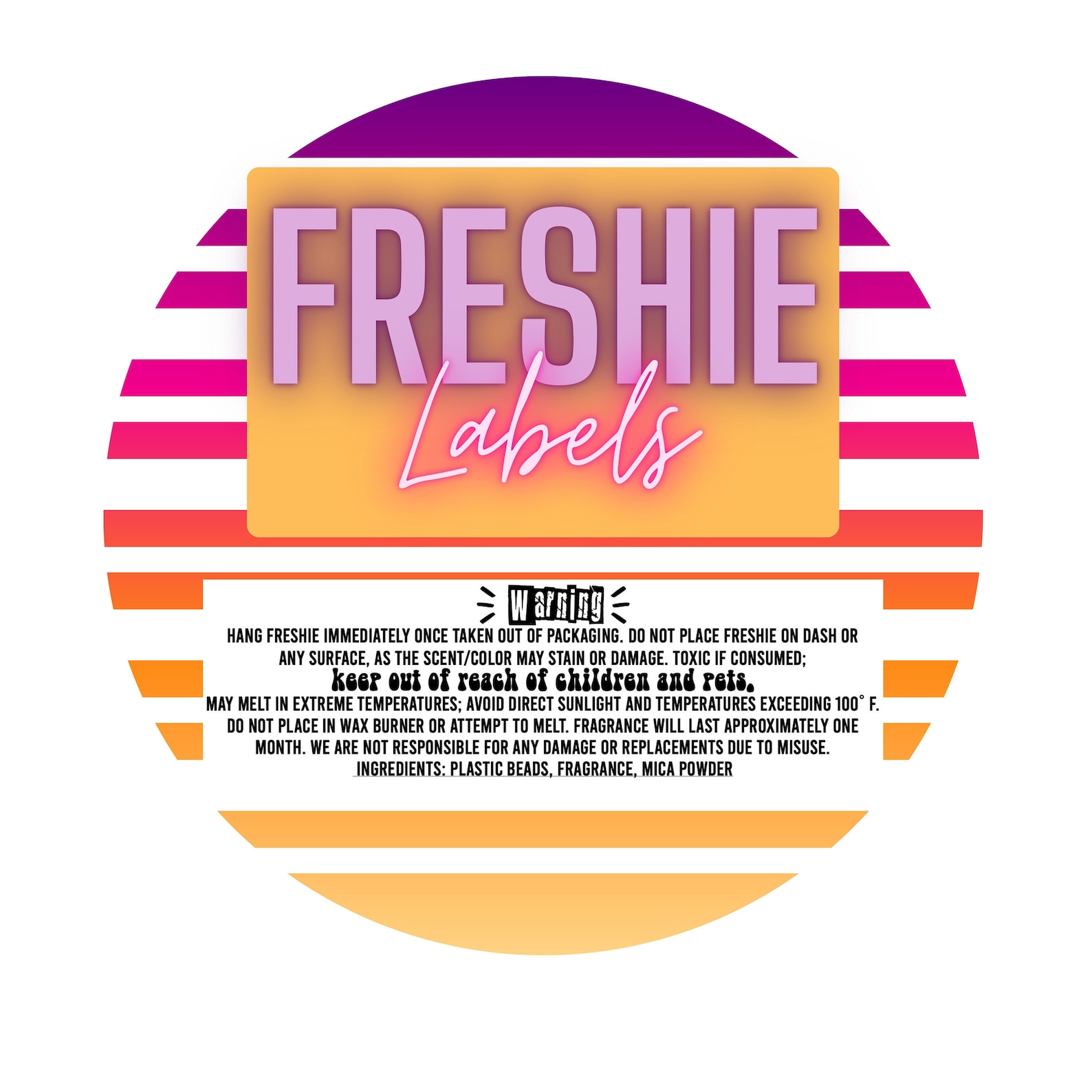 ROLL OF 325 Car Freshie Warning Labels Custom Warning | Etsy