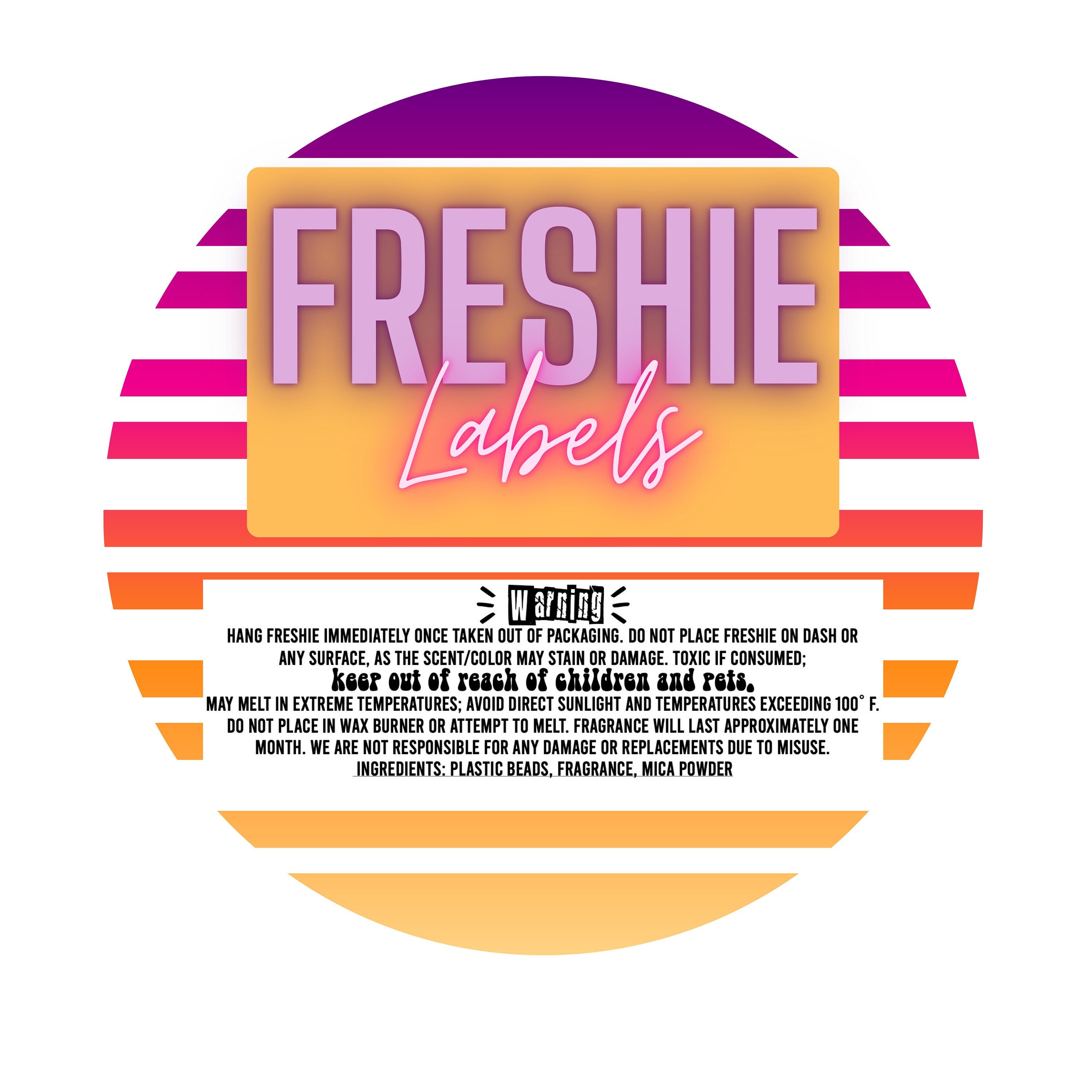 ROLL OF 325 Car Freshie Warning Labels Custom Warning | Etsy