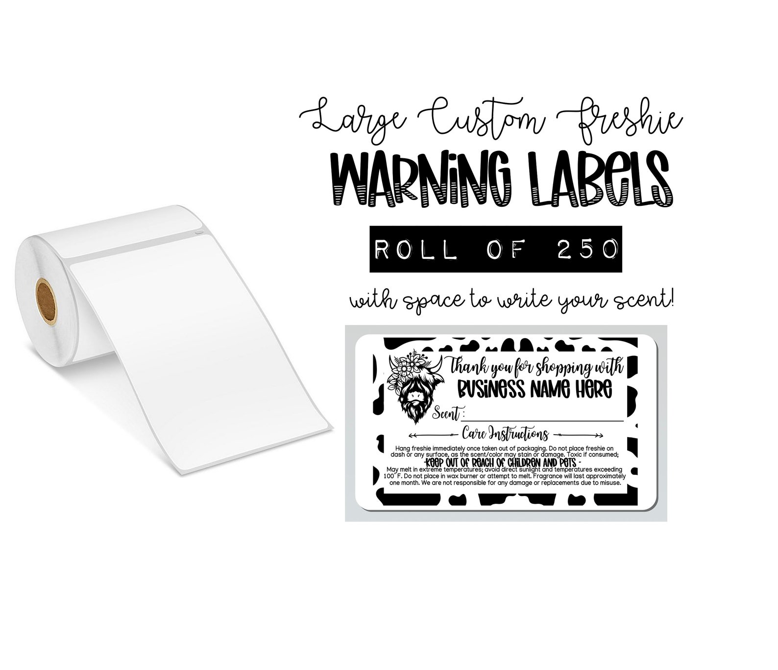 ROLL OF 250 Large Car Freshie Warning Labels Custom Warning - Etsy
