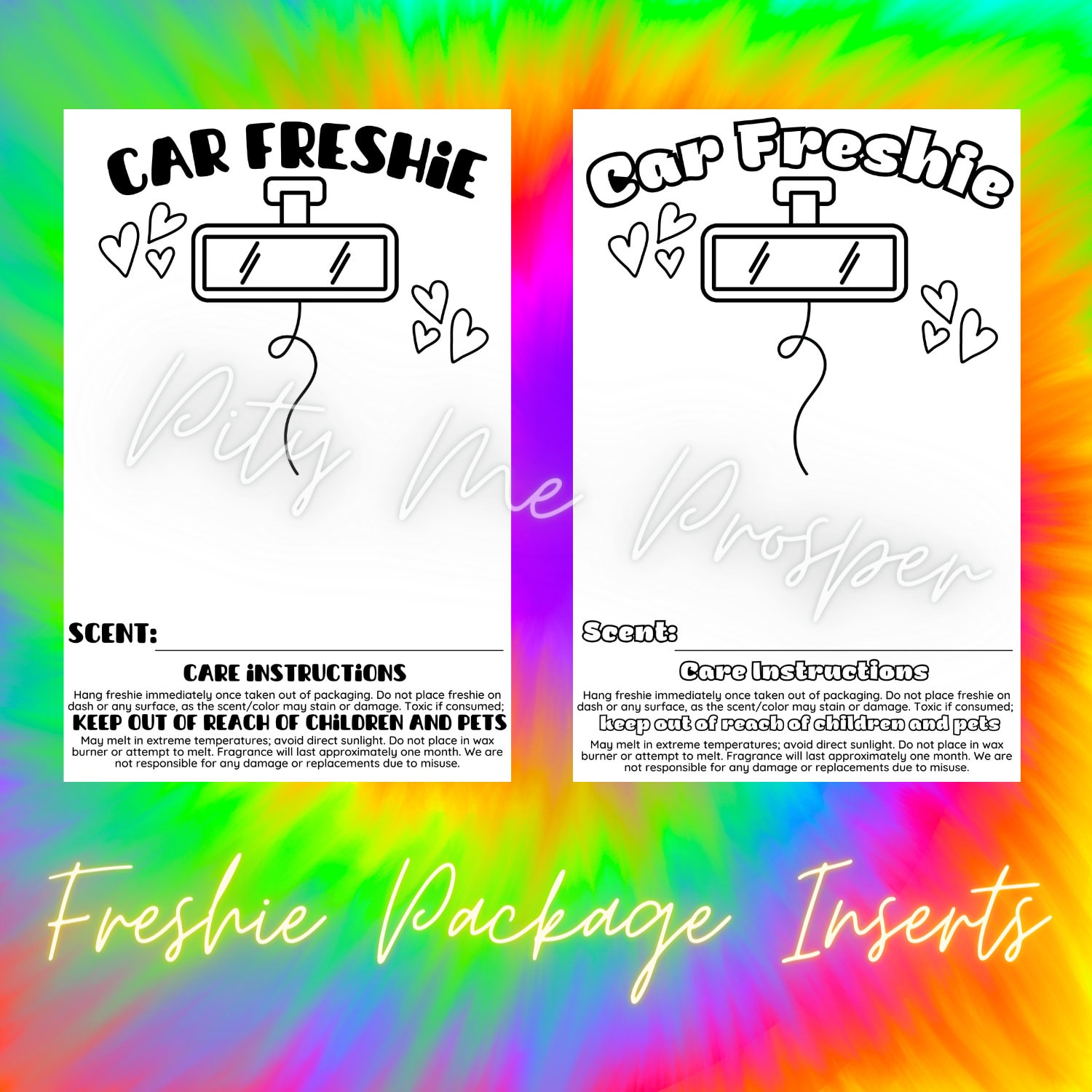 EDITABLE INSTANT DOWNLOAD - Car Freshie Package Inserts - Package ...