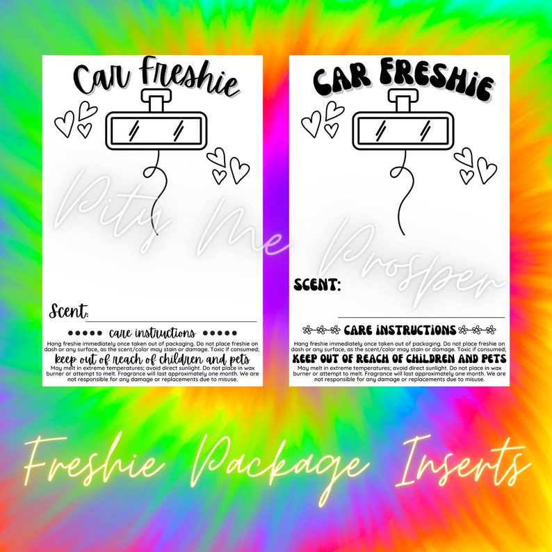 EDITABLE INSTANT DOWNLOAD - Car Freshie Package Inserts - Package ...