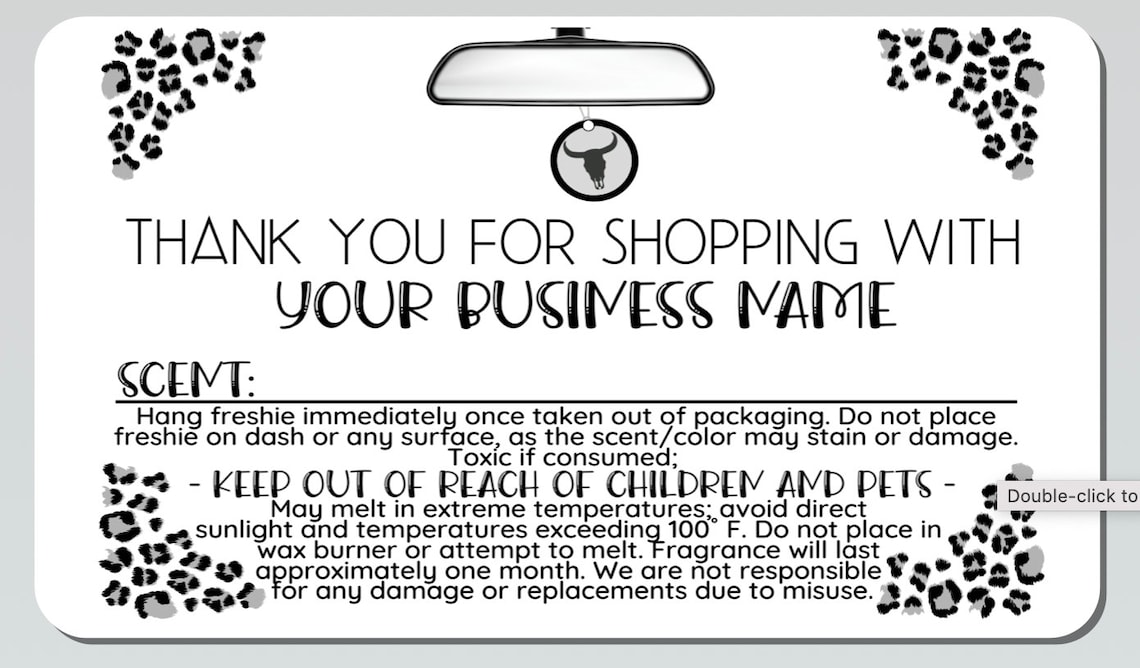 ROLL OF 250 Large Car Freshie Warning Labels Custom Warning - Etsy