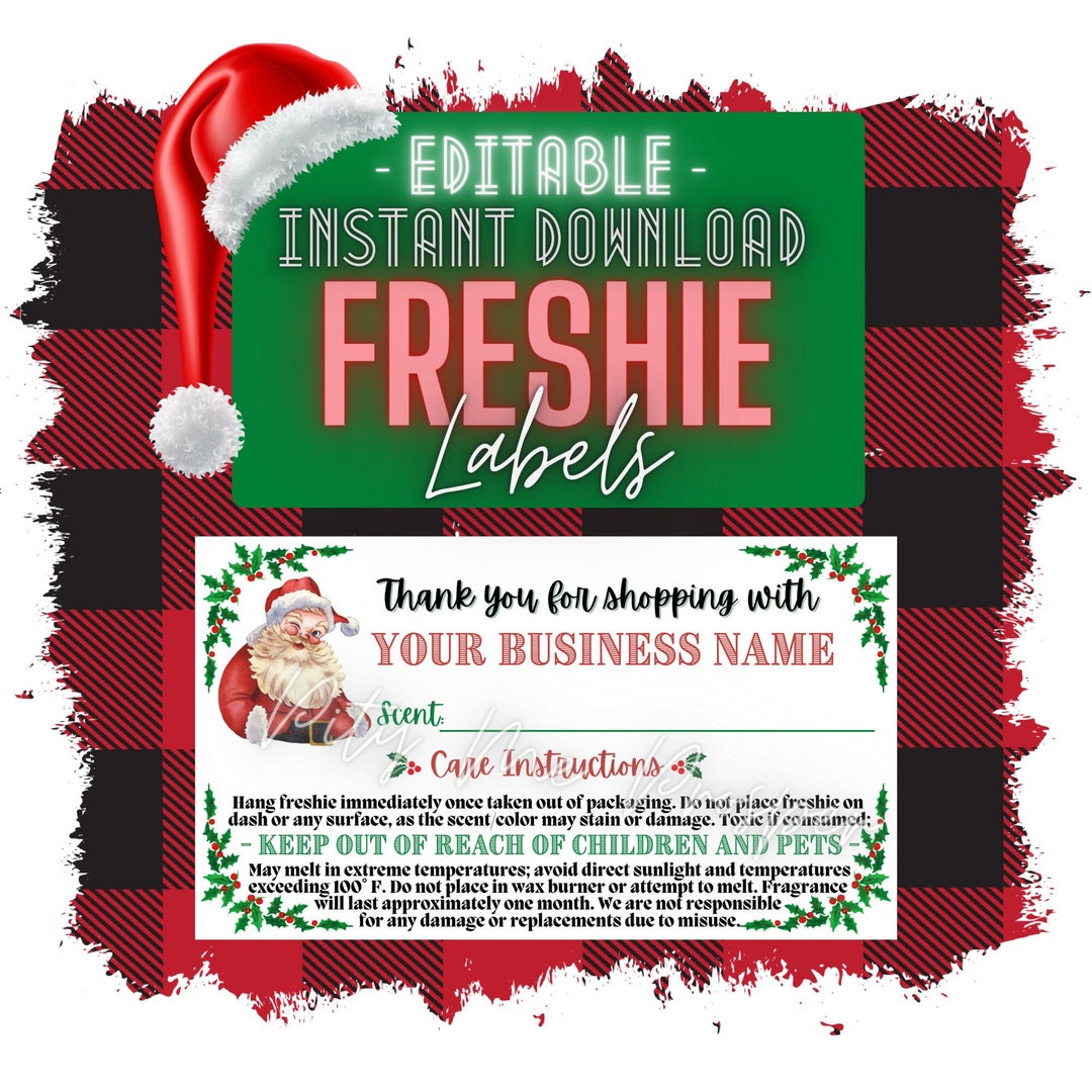 EDITABLE INSTANT DOWNLOAD - Christmas Freshie Warning Labels With Space ...