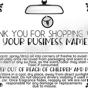 ROLL OF 250 - Large Car Felt Freshie Warning Labels, Custom Labels for ...