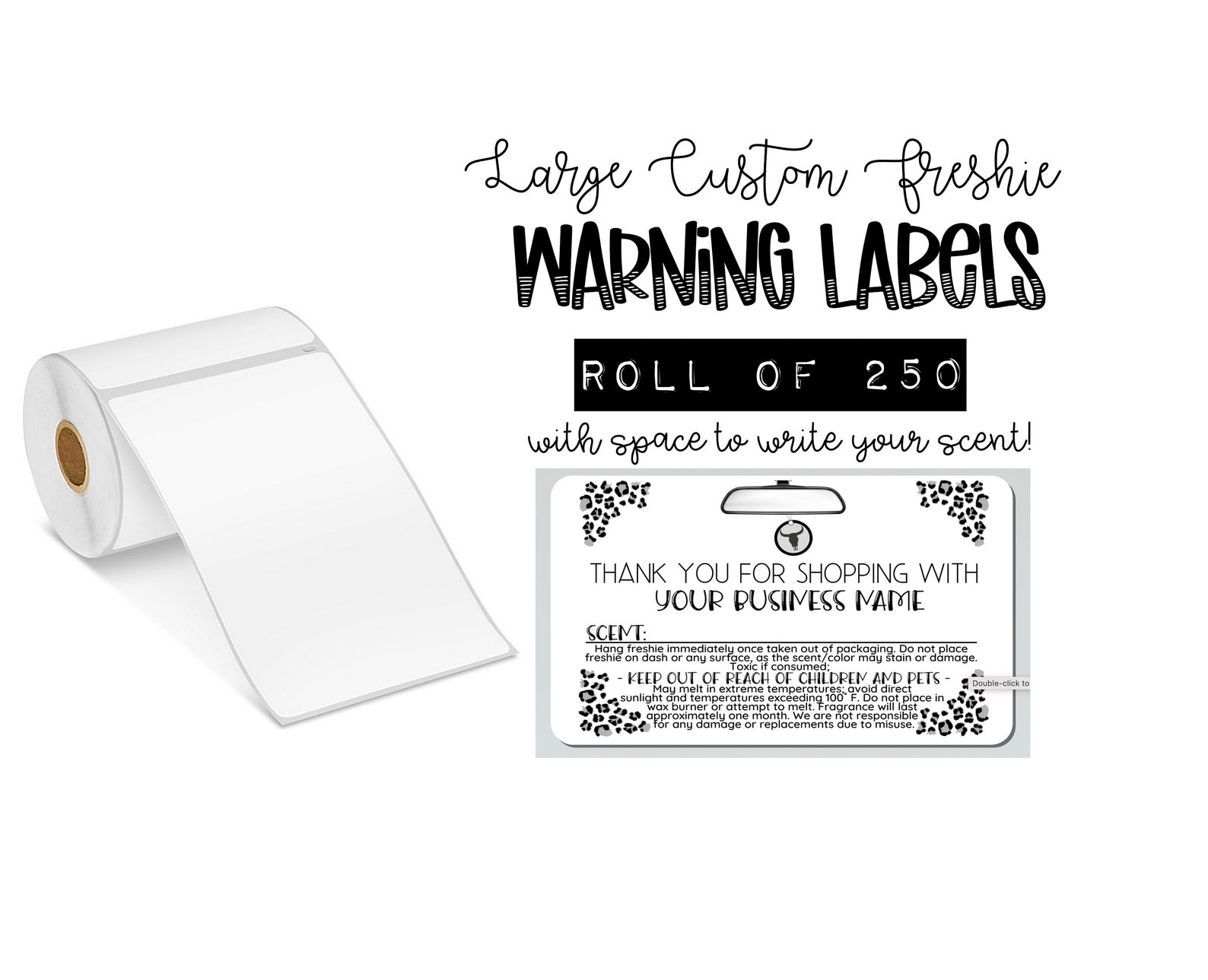 ROLL OF 250 Large Car Freshie Warning Labels Custom Warning - Etsy