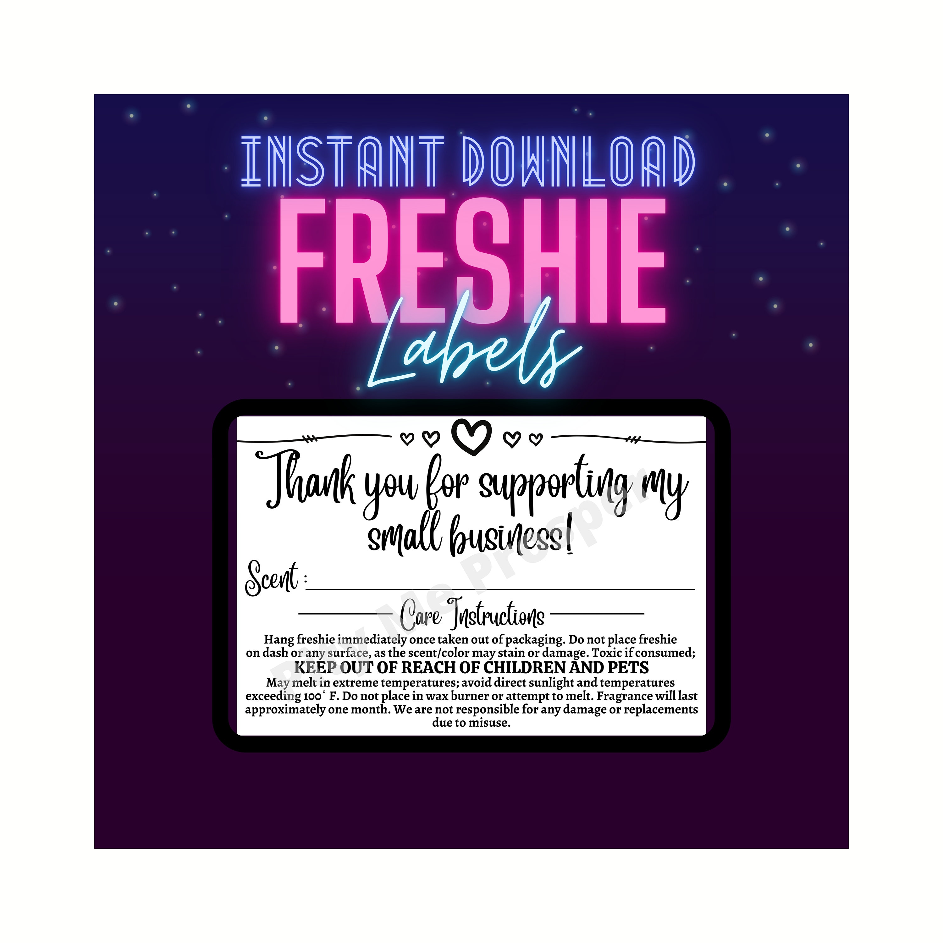 INSTANT DOWNLOAD Freshie Warning Labels With Space to Write - Etsy