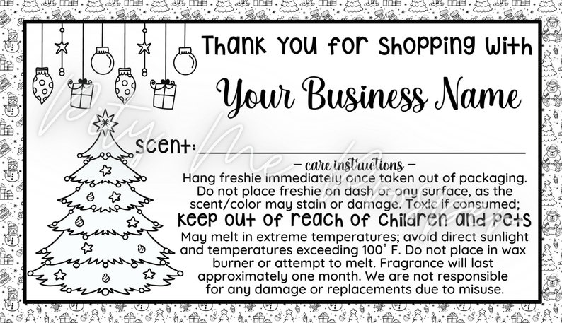 ROLL OF 250 - Large Car Freshie Warning Labels, Custom Christmas Labels ...