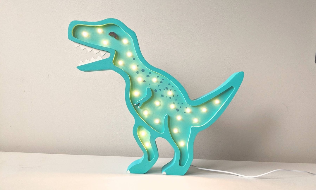 Handmade Wooden Dinosaur T-rex Lamp, LED Night Light - Etsy