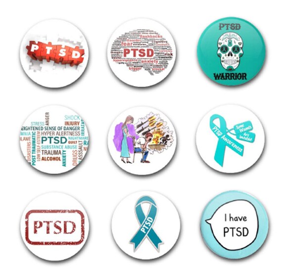 25mm 1 Button Badges X9 PTSD AWARENESS | Etsy