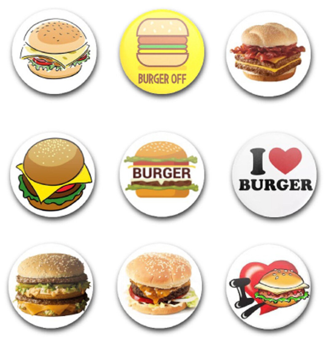 1" 25mm Button Badge X9 Burger - Etsy