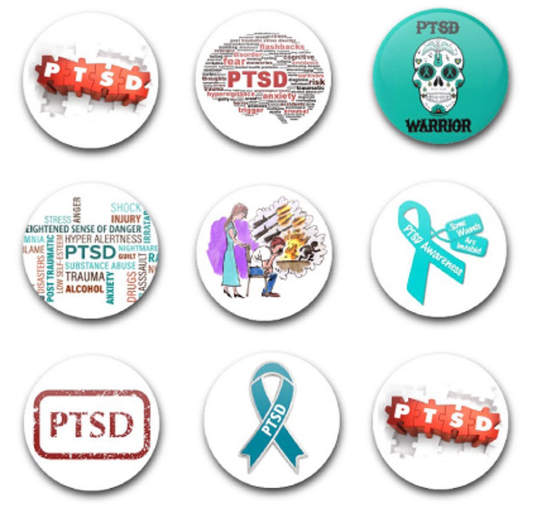 25mm 1" Button Badges X9 PTSD AWARENESS - Etsy