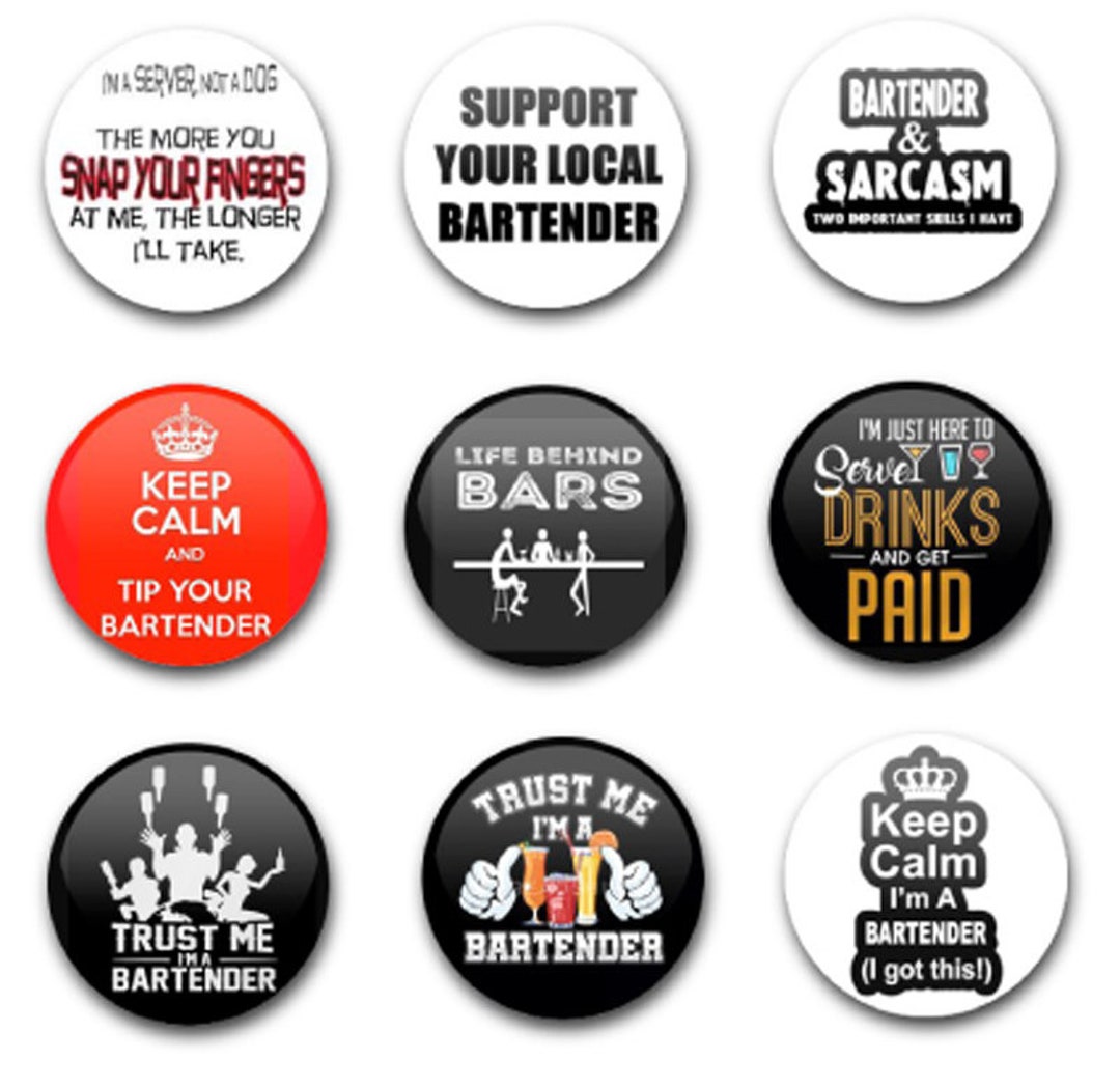 1" 25mm Button Badge X9 Bartender - Etsy