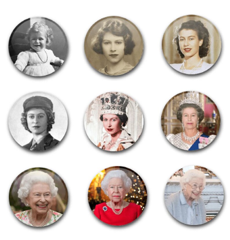 25mm 1" Button Badges X9 HM Queen Elizabeth II Celebration of Her Life ...
